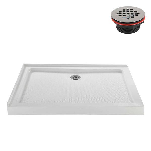 Streamline 48 x 32-in Corner Acrylic Shower Base w/ Included Right Side ...