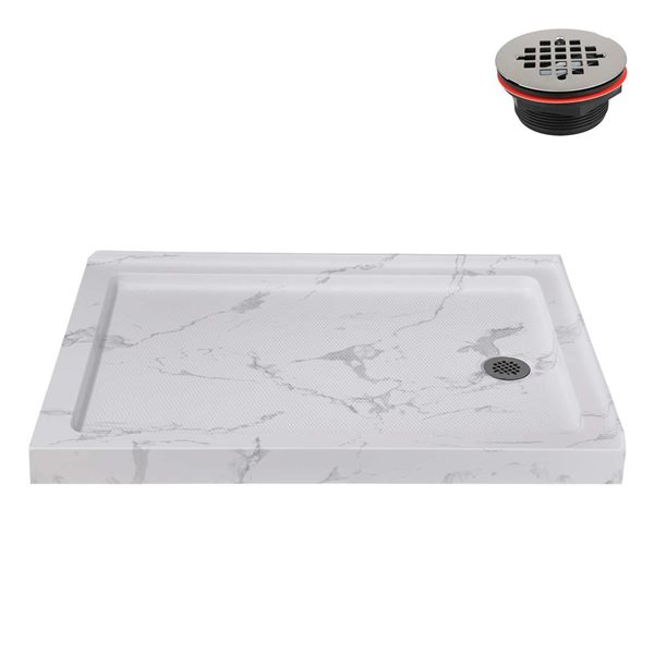 Streamline 48 x 36-in Corner Acrylic Shower Base w/ Included Right Side ...
