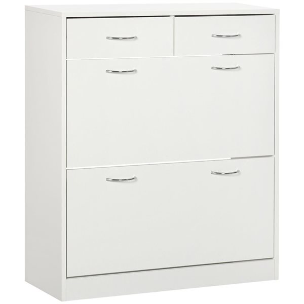 HOMCOM Entryway Shoe Cabinet with 2 Flip Drawers for 12 Pairs of Shoes ...