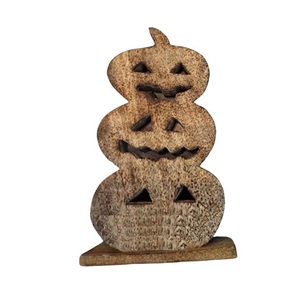 iH casadécor Wood Carved Triple Jack-O-Lantern Décor HN-STU1006 | RONA
