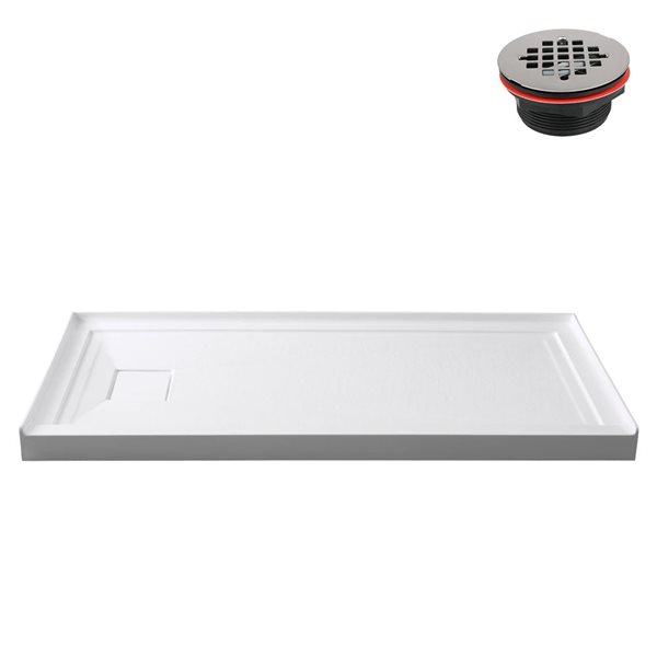 Streamline 72 x 36-in Alcove Acrylic Shower Base in Glossy White With ...