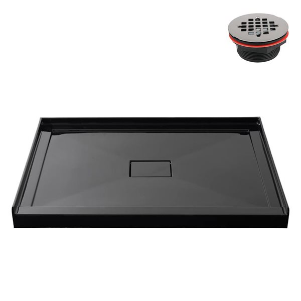 Streamline 36 x 36-in Alcove Acrylic Shower Base in Glossy Black With ...