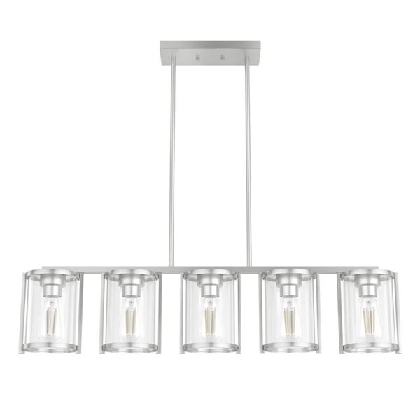 Hunter Astwood 5-Light Ceiling Light w/ Clear Glass - Brushed Nickel ...