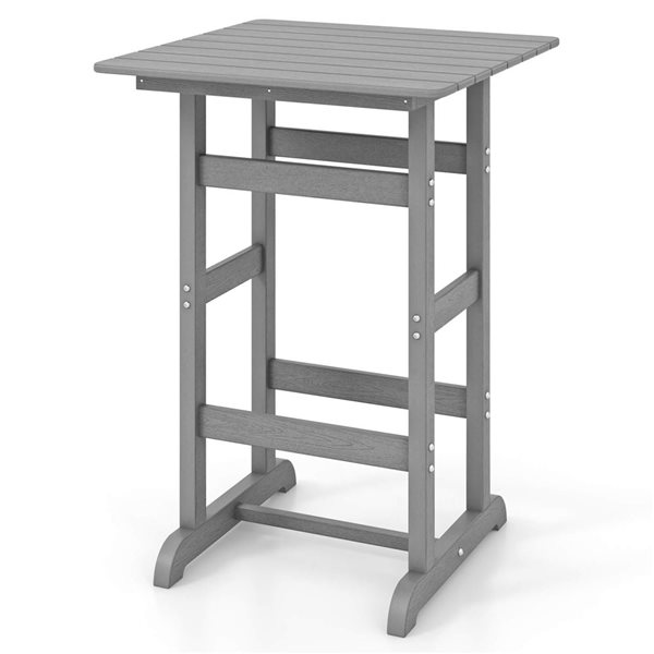 Costway Square Grey Outdoor All Weather HDPE Patio Bistro Table with ...