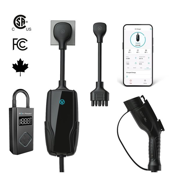 PION POWER Flex-AC Elite 240V 32A 7.6 kW Level 2 EV Charger w/ Free M18 ...