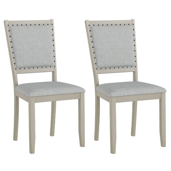 Set of 2 Costway Farmhouse Upholstered Dining Chairs - Grey HCST09298 | RONA