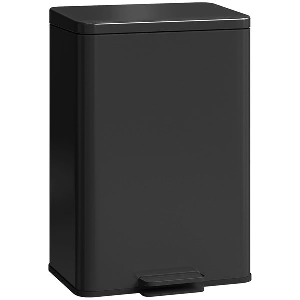HOMCOM 5.3 Gallon/20L Matte Black Garbage Can with Soft Close Lid 851 ...