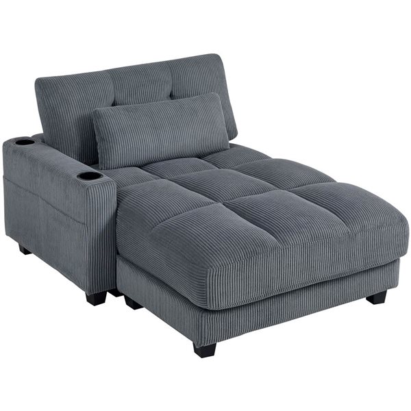 Sofa‑lit HOMCOM gris foncé de 58 po rembourré pour intérieur 83B ...