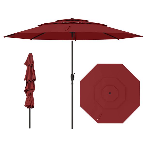 Costway 10-ft Red 3-Tier Vented Patio Umbrella HCST07110 | RONA