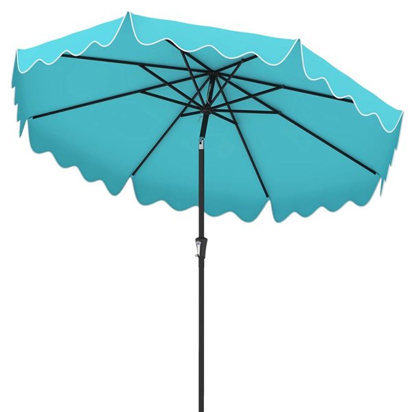 Costway 9-ft Turquoise 2-Tier Market Patio Umbrella with Sun-Protective ...