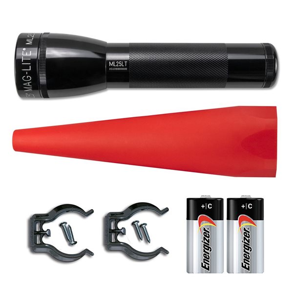 Maglite LED Safety Flashlight Pack w/ Lite Wand + Brackets and 2x C ...