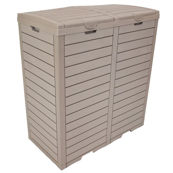 Sunnydaze Decor 295-L Outdoor Double Trash Can w/ Lids - Light Grey TST ...