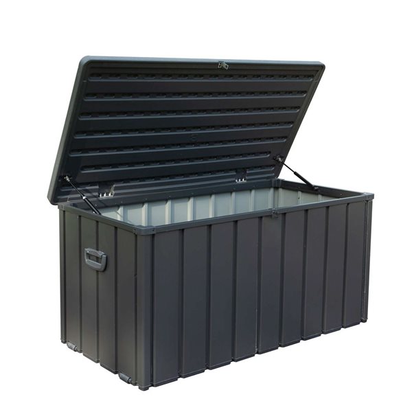 Mondawe Metal Outdoor Storage Box w/ Galvanized Steel - 378-L - Black ...