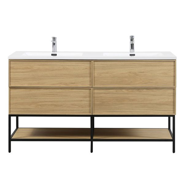 GEF Luxen 60-in W x 21-in D 4-Drawer Bathroom Vanity w/ White ...