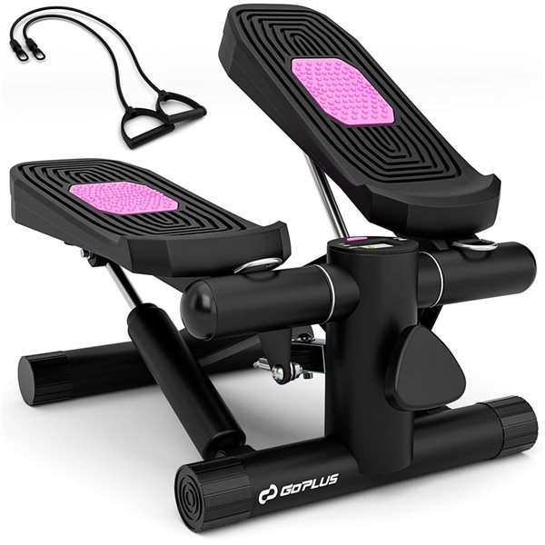 Costway Mini Step Home Exerciser with Resistance Bands and Adjustable ...
