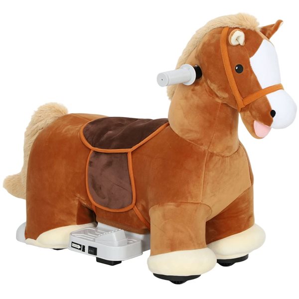 Qaba 6V Electric Battery Powered Soft Riding Horse Kids Toy with Music ...