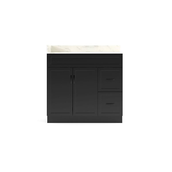 Vanité de salle de bain CB Vanity par LUKX 36 po droite noir avec ...
