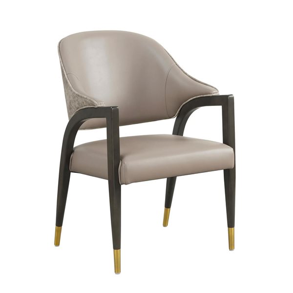 Fauteuil de salle à manger Collette par Manhattan Comfort taupe en cuir ...